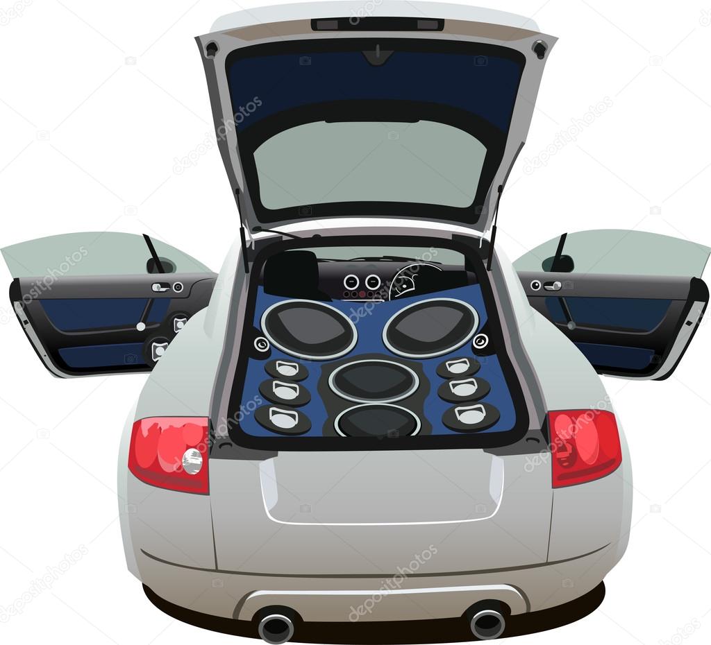 Open car with big music vector — Stock Vector © Paha_L #16779971