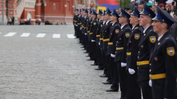 Soldiers of president rank stand in raw and participate — Stock Video ...