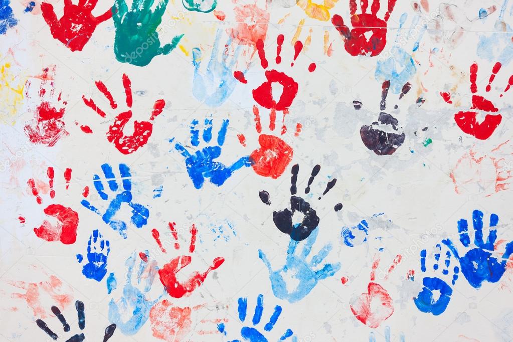 Colorful hand prints Stock Photo by ©shalamov 19379193