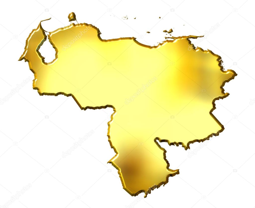 Mapa de oro 3d Venezuela — Fotos de Stock © georgios #13868911