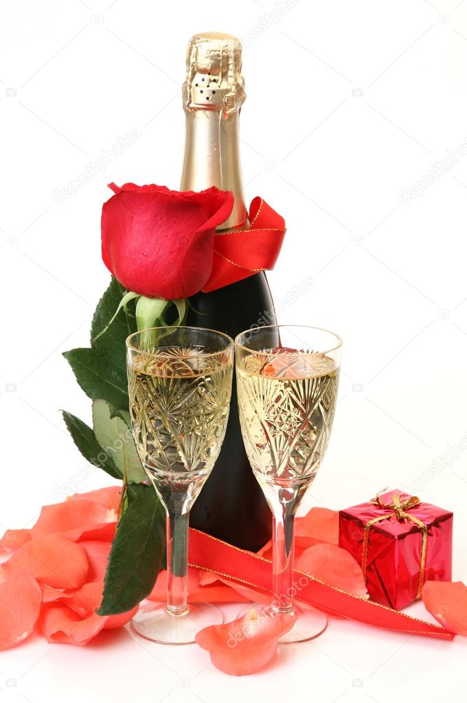 Champagne and rose Stock Photo by ©Elena777 23123248
