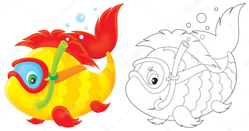 Plongeur de poisson — Illustration de stock par ©AlexBannykh - 13611150