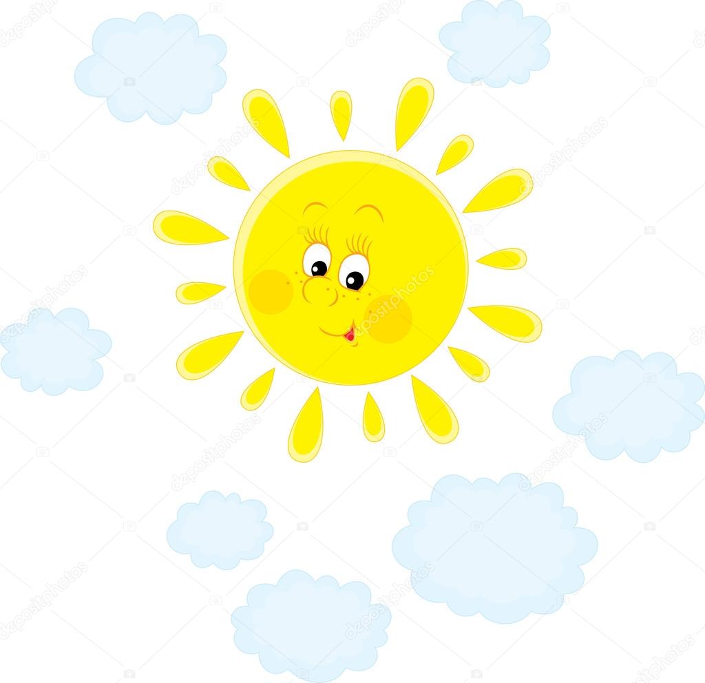 Smiling bright sun and blue cloud lets Stock Vector by ©AlexBannykh ...