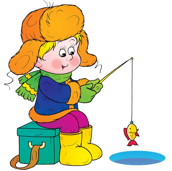 Kids Ice Fishing Clip Art