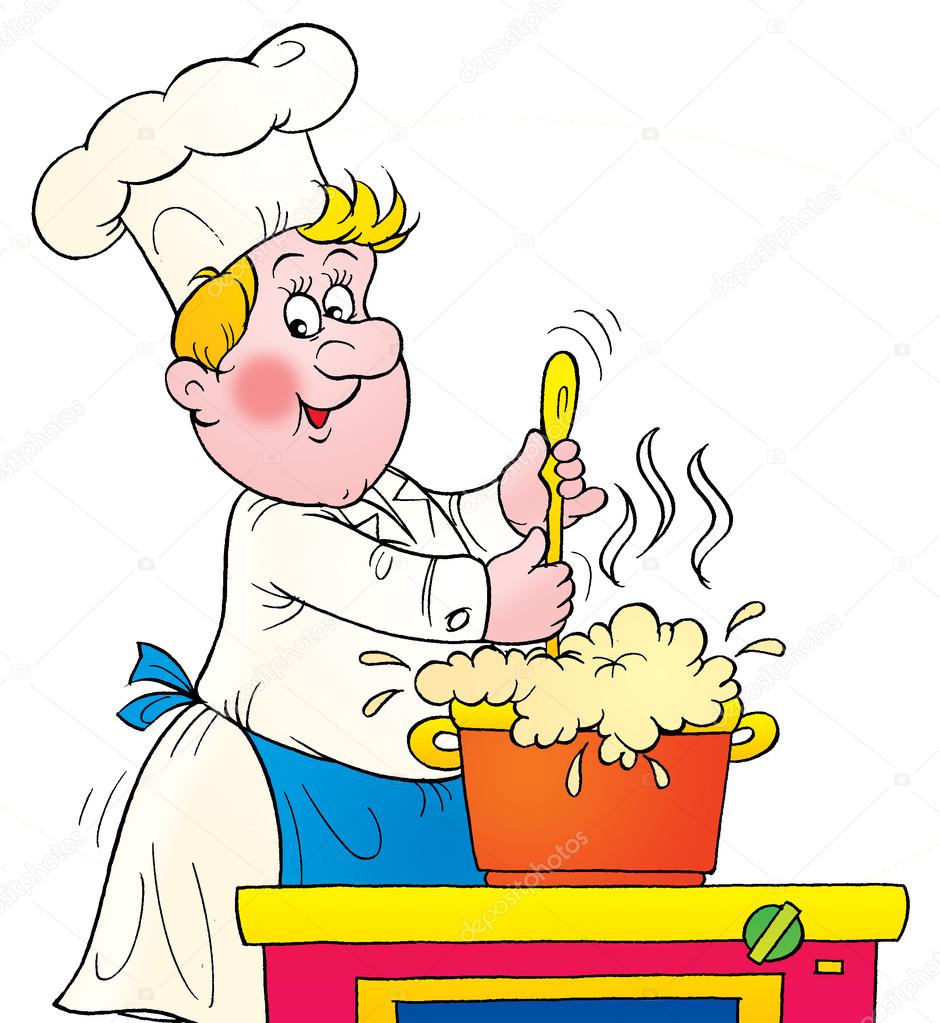 Chef Stirring Pot Clipart