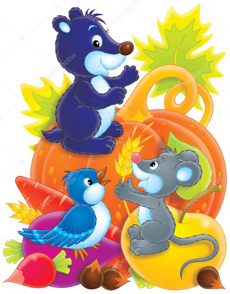 Cute mouse, gopher and bird Stock Illustration by ©AlexBannykh #31115317