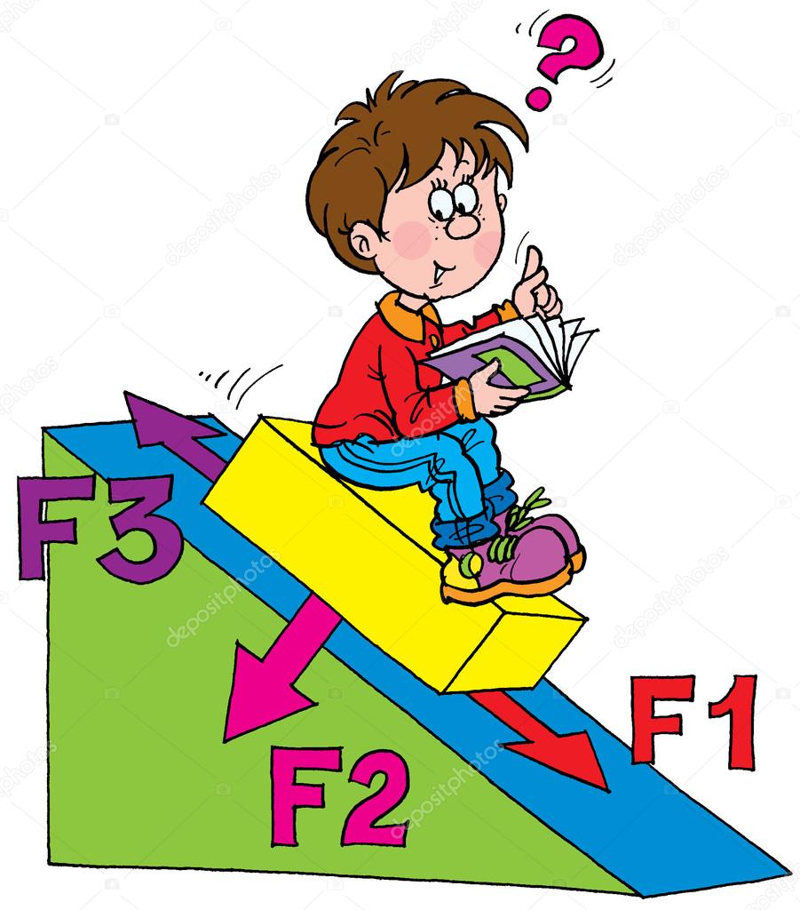 School boy sitting on a slanted triangle Stock Illustration by ...