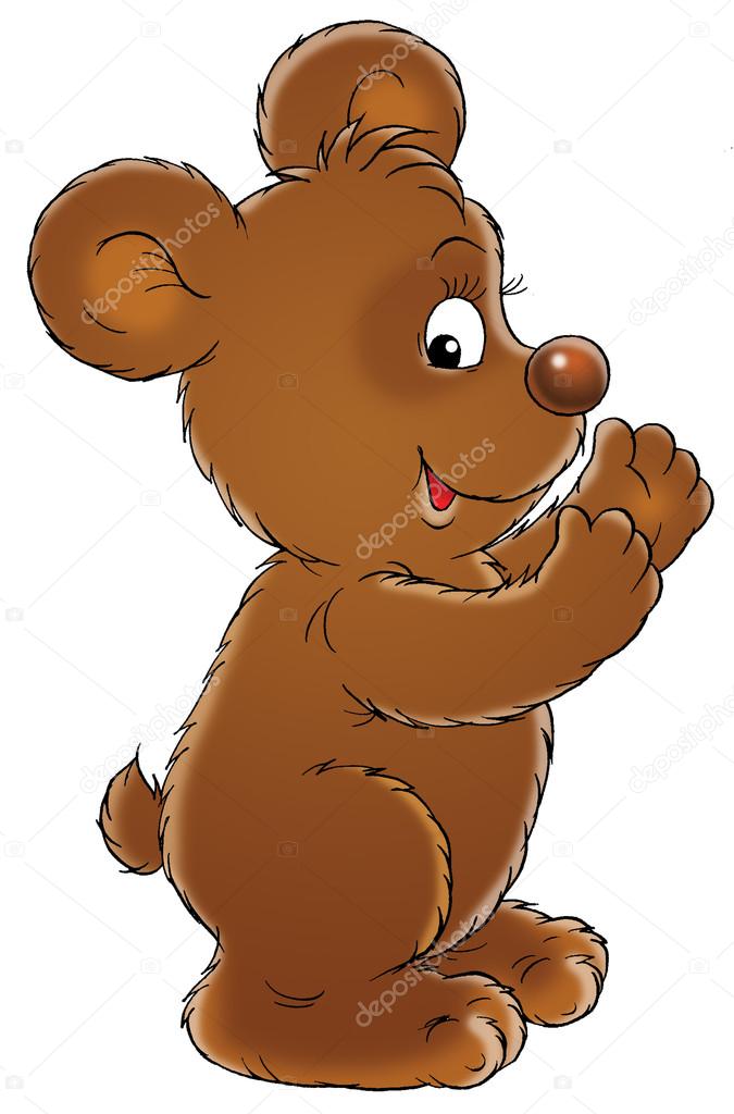 Happy brown bear cub smiling and clapping his paws. Stock Illustration ...