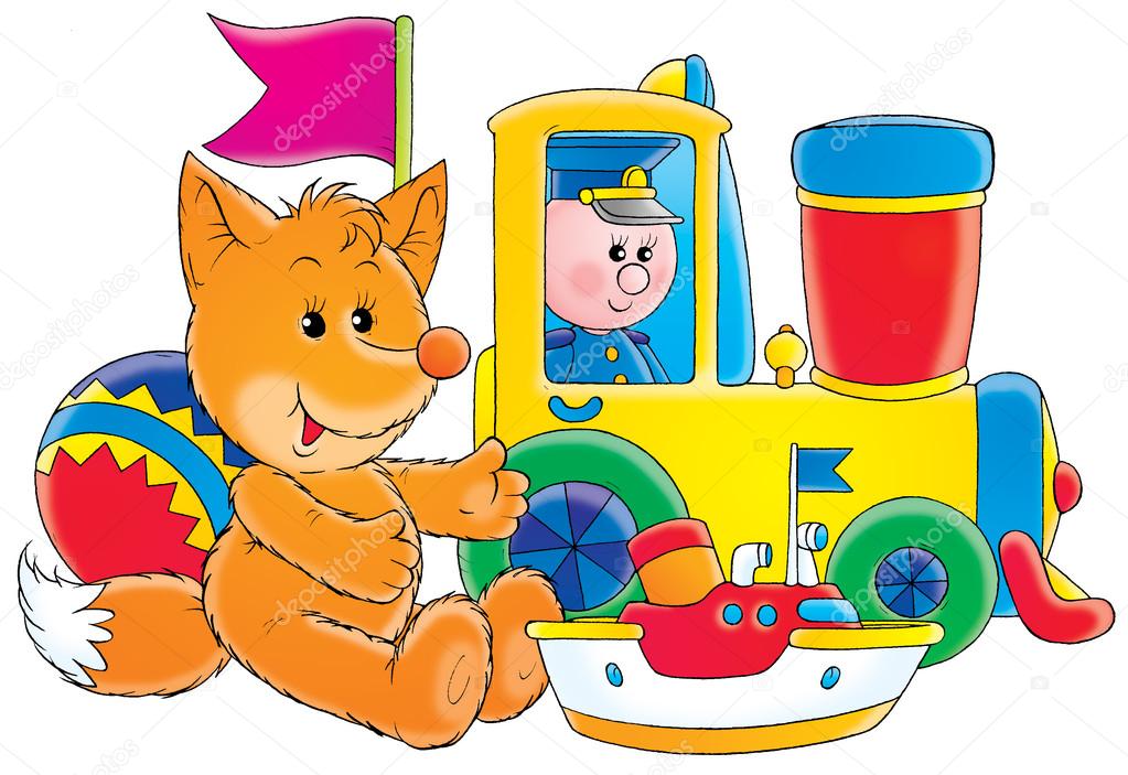 Toy fox resting against a ball Stock Illustration by ©AlexBannykh #31116279