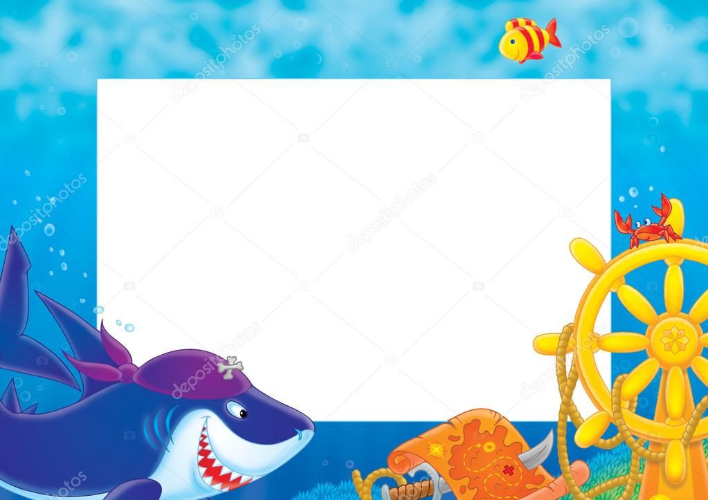 Frame with a pirate shark — Stock Photo © AlexBannykh #31116691