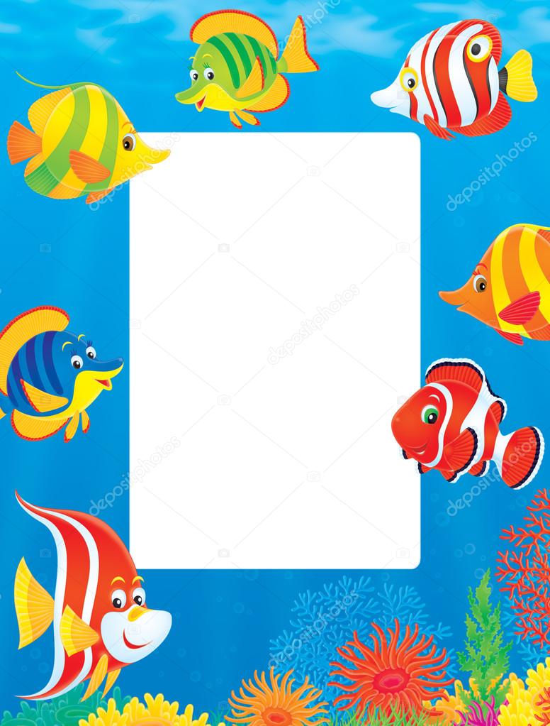 Fish and coral reef frame Stock Illustration by ©AlexBannykh #31116819