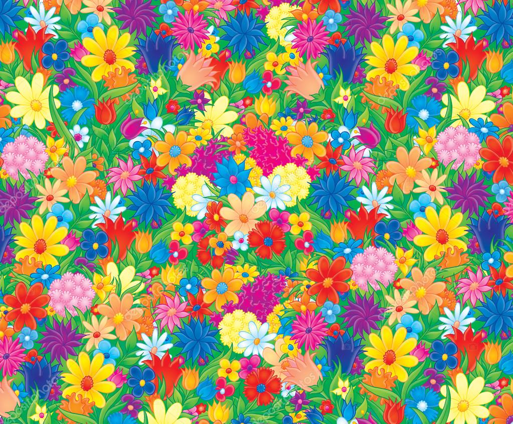 Colorful and crowded spring flowers Stock Photo by ©AlexBannykh 31117017