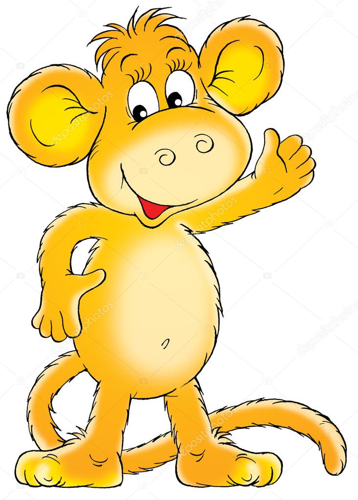 Happy orange monkey smiling and waving Stock Illustration by ...