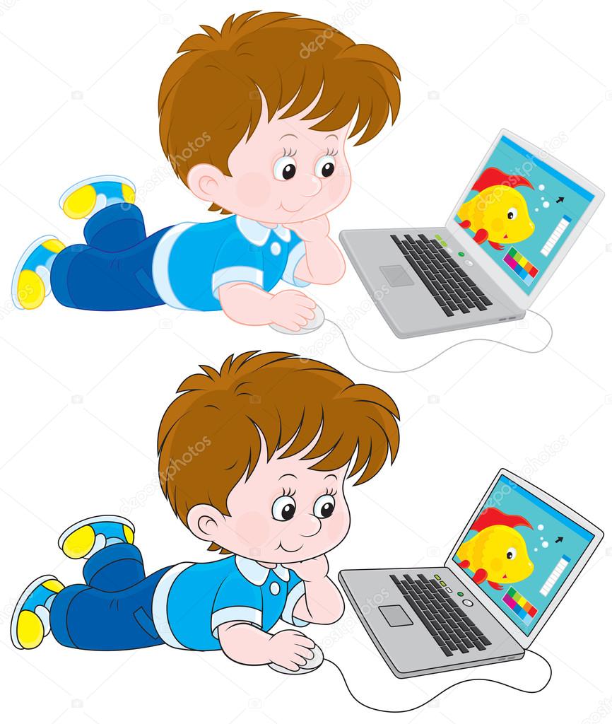 Boy with a laptop Stock Vector Image by ©AlexBannykh #38825369