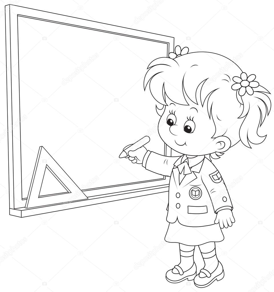 Schoolgirl writes on the blackboard — Stock Vector © AlexBannykh #45007849 Schoolgirl writes on the blackboard — Stock Vector © AlexBannykh #45007849