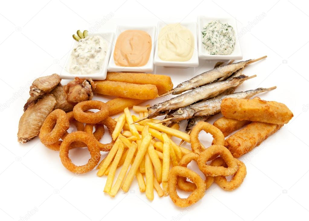 Fried snacks and dip — Stock Photo © artcasta #46033743