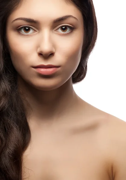 Close-up front view portrait of a beauty young female face — Stock ...