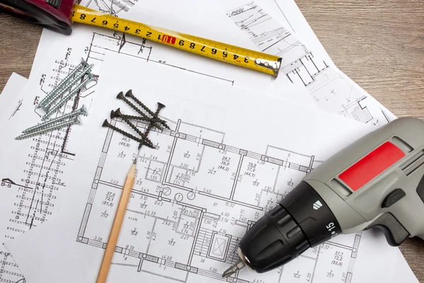 Blueprints with tools Stock Photo by ©logoff 32986627