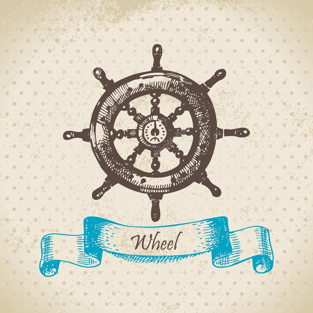 Ships wheel. Hand drawn illustration Stock Vector by ©pimonova 13844890