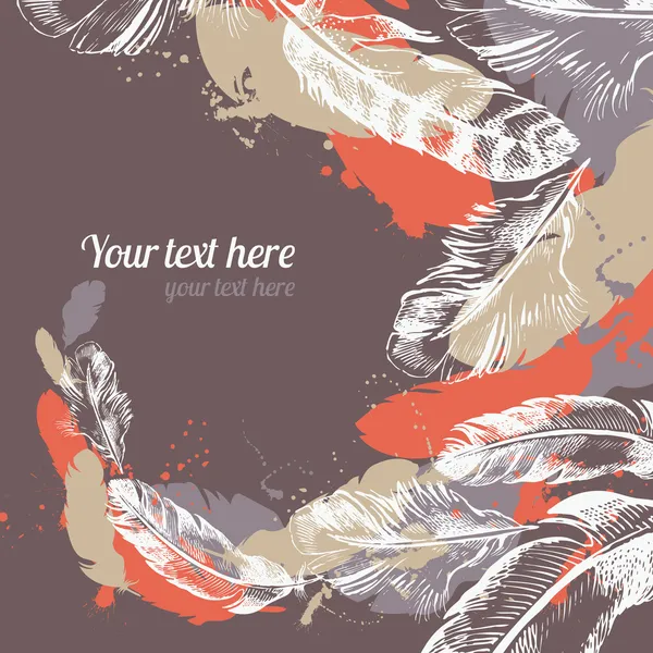 Vintage background with peacock feather. Hand drawn illustration Stock ...