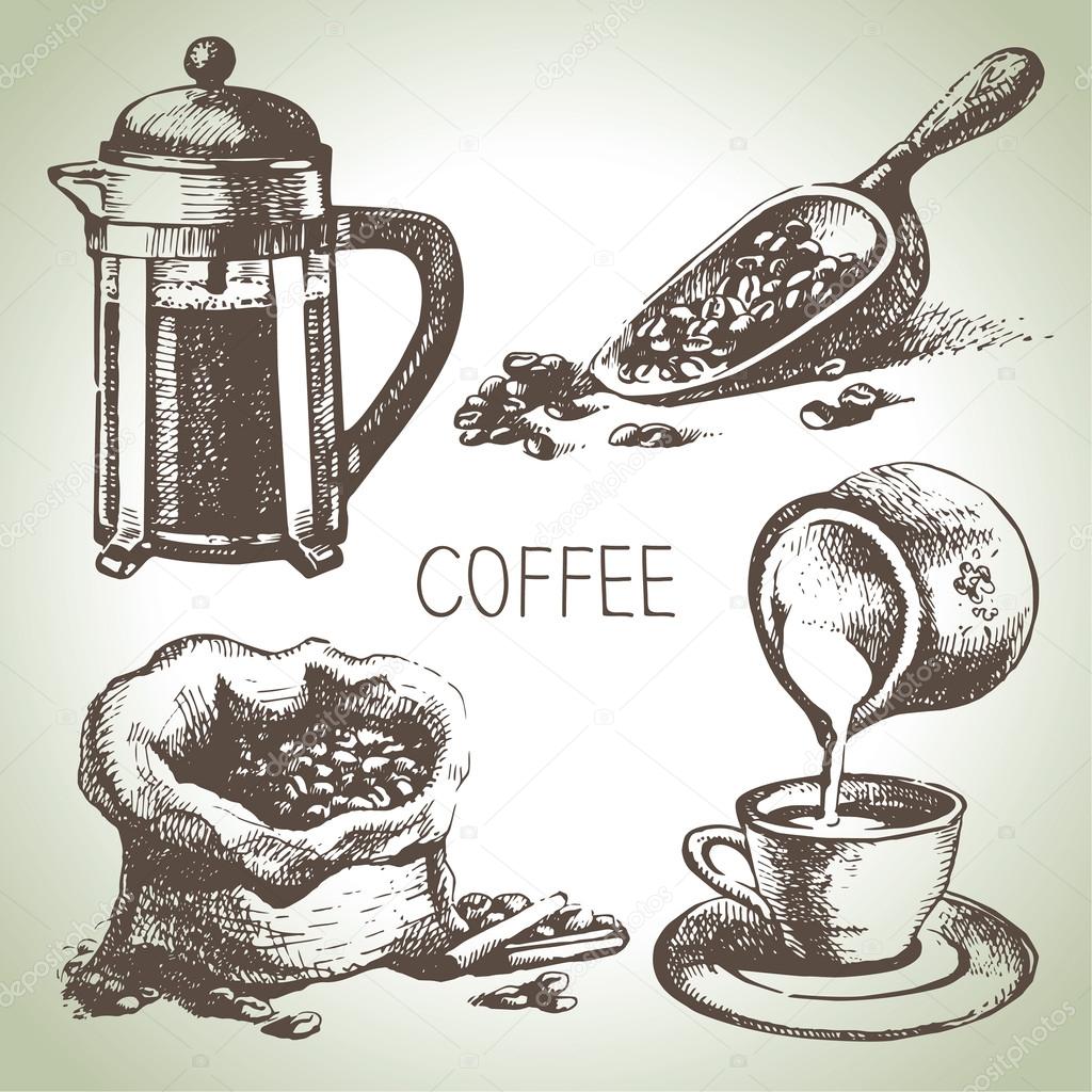Hand drawn coffee set Stock Vector Image by ©pimonova #32047115 Hand drawn coffee set Stock Vector Image by ©pimonova #32047115
