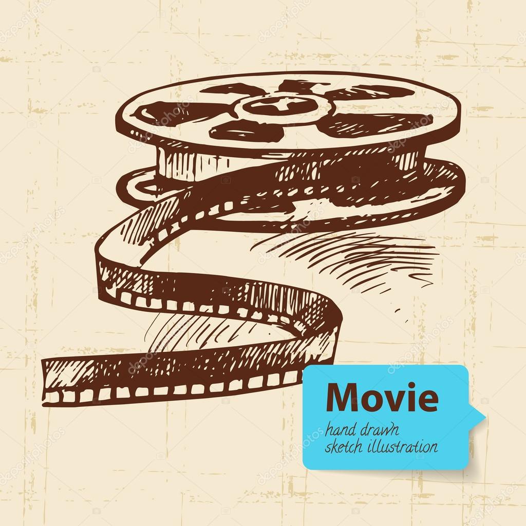 Hand drawn movie illustration. Sketch background Stock Vector Image by ...