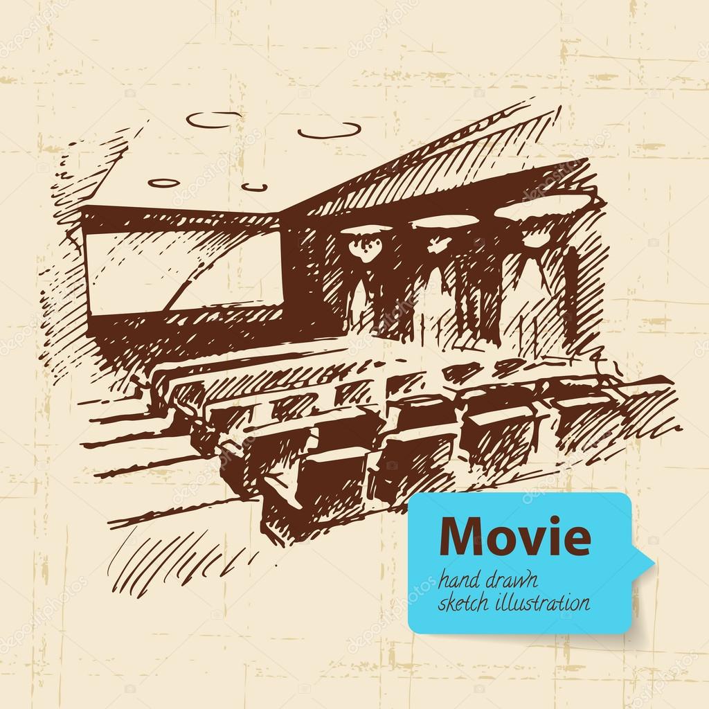 Hand drawn movie illustration. Sketch background Stock Vector Image by ...