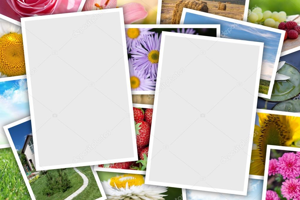Stack of printed pictures collage — Stock Photo © karandaev #41453151