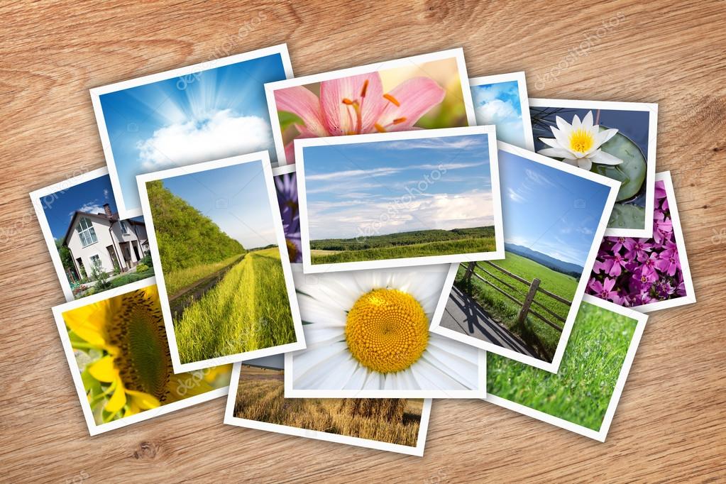 Stack of printed pictures collage Stock Photo by ©karandaev 46535441
