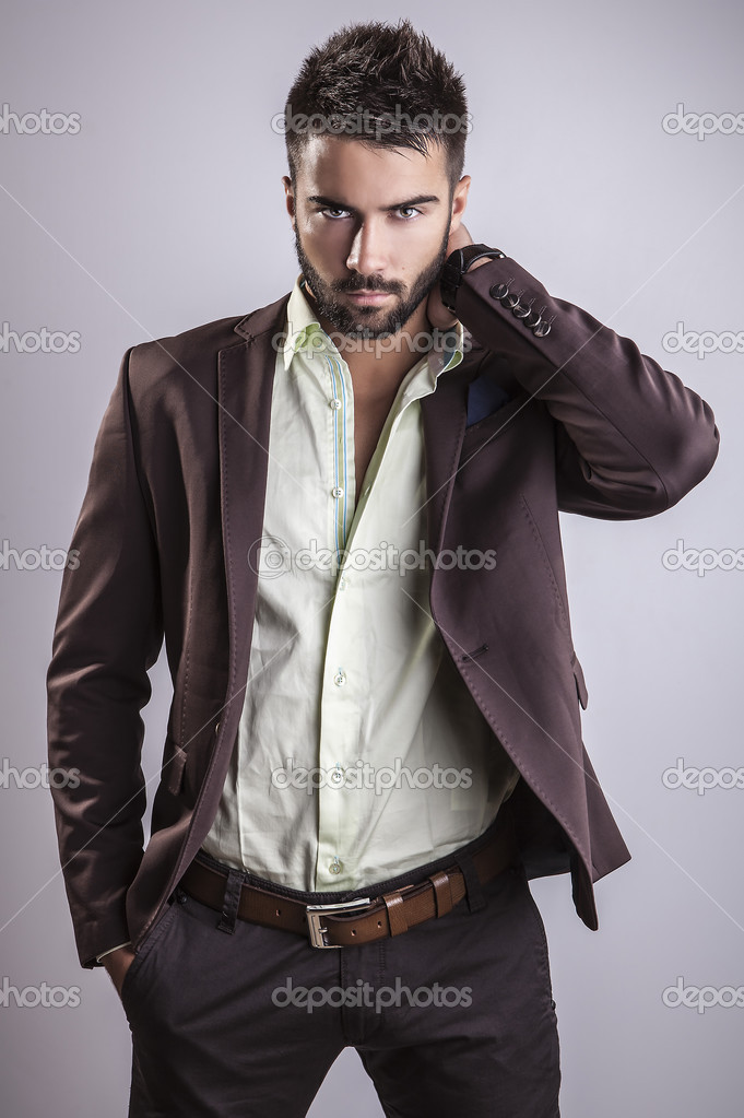 Elegant young handsome man. Studio fashion portrait. Stock Photo by ...