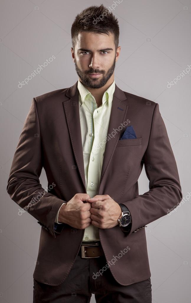 Elegant young handsome man. Studio fashion portrait. Stock Photo by ...