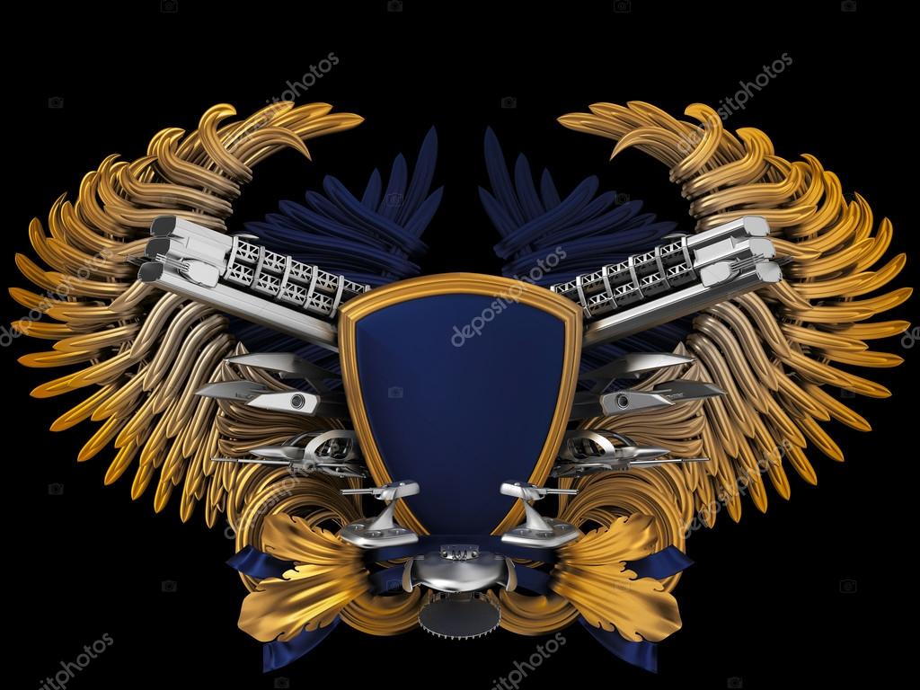 Coat of arms wings with spaceships — Stock Photo © yuriy2design #18688067