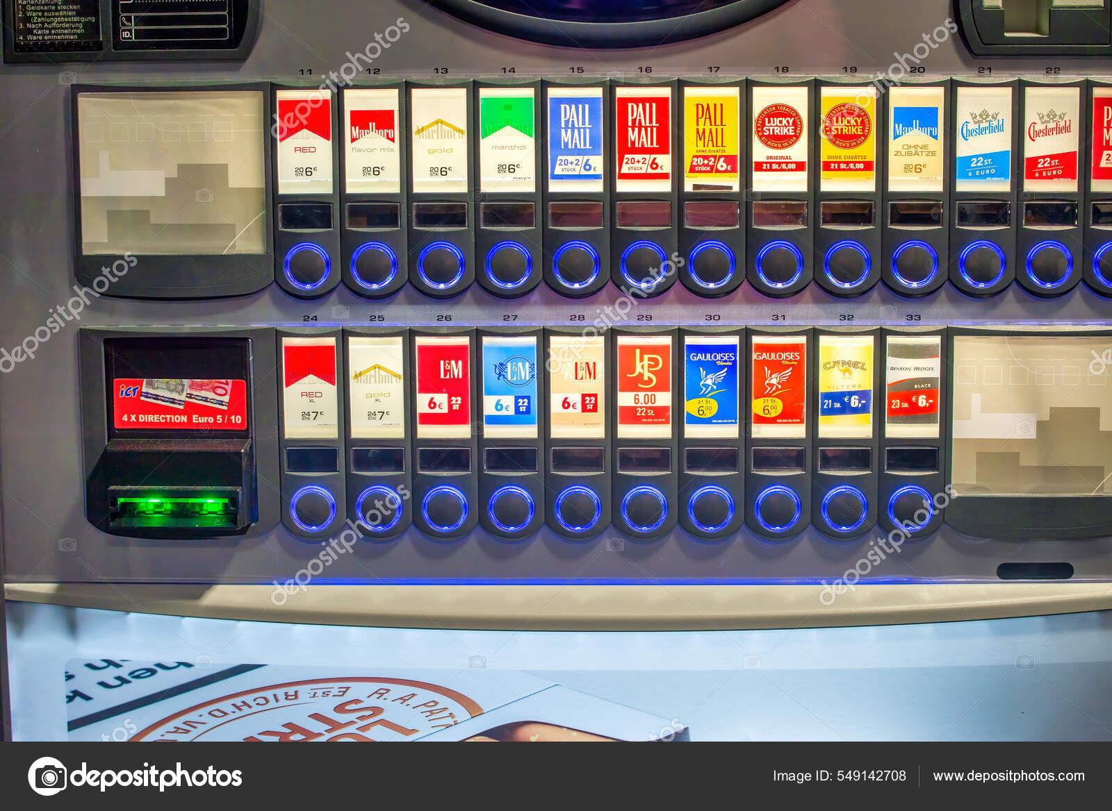 Leipzig Germany July 2016 Cigarette Vendor Machine Dispenser Manycolors ...