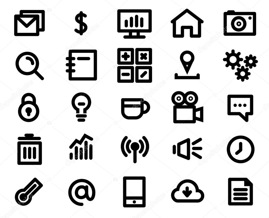 Conjunto de iconos de línea negra. Ilustración vectorial 2023