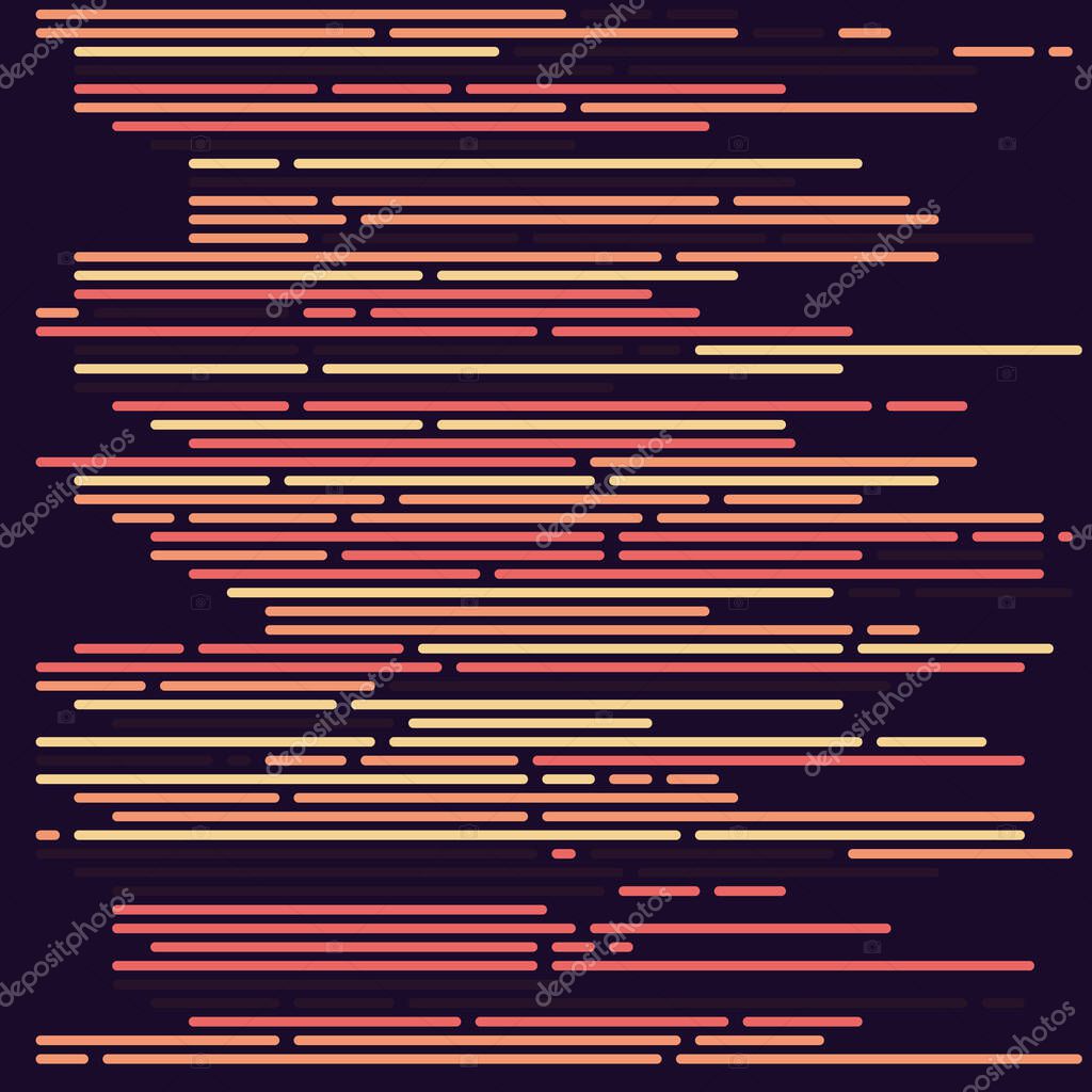 Código en la ilustración del vector de pantalla, simulación de líneas ...