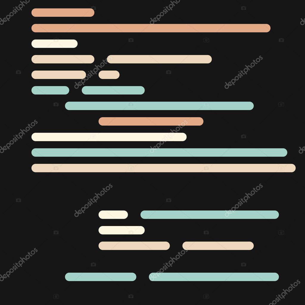 Código en la ilustración del vector de pantalla, simulación de líneas ...