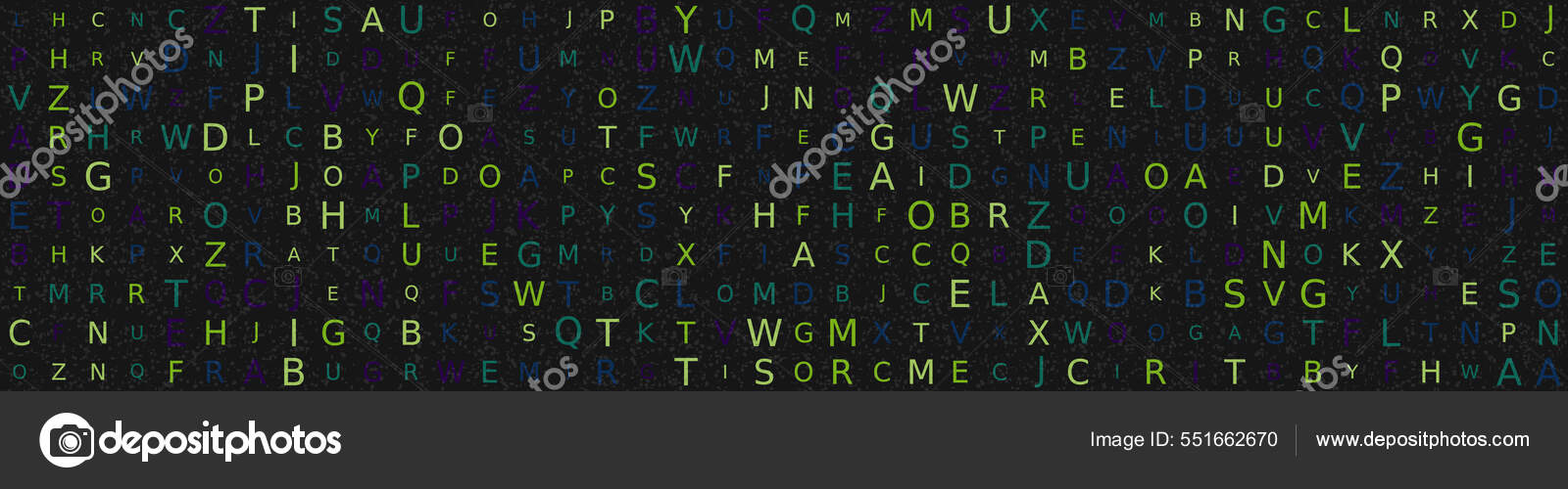 Various Size Letters English Alphabet Random Order Dark Background ...