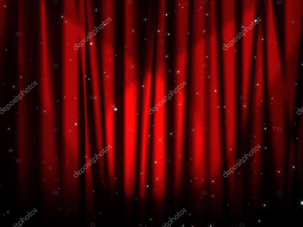 Red curtain of stage with stars — Stock Photo © alphaspirit #29935433