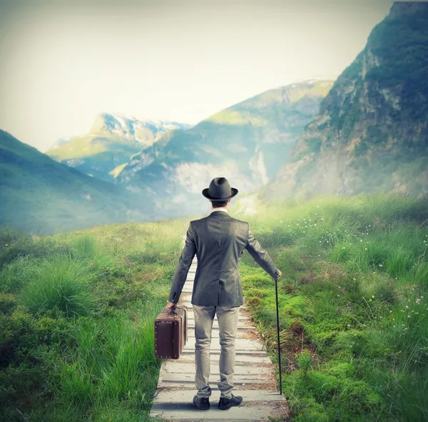 Businessman looking for the right way to success - Stock Image - Everypixel