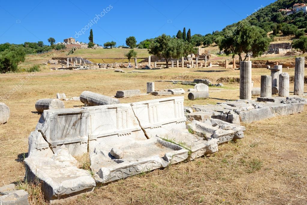 The ruins in ancient Messene (Messinia), Peloponnes, Greece Stock Photo ...