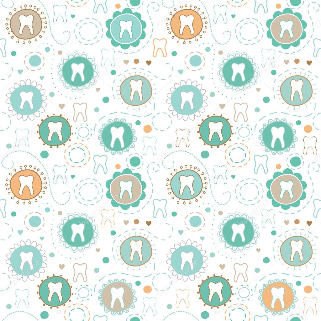 Cheerful seamless texture with cartoon teeth Stock Vector by ©markovka ...