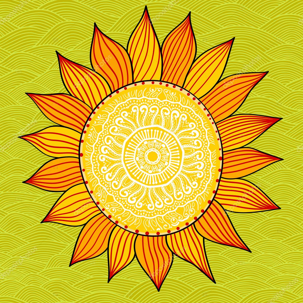 Sunflower drawing on bright seamless background — Stock Vector ...