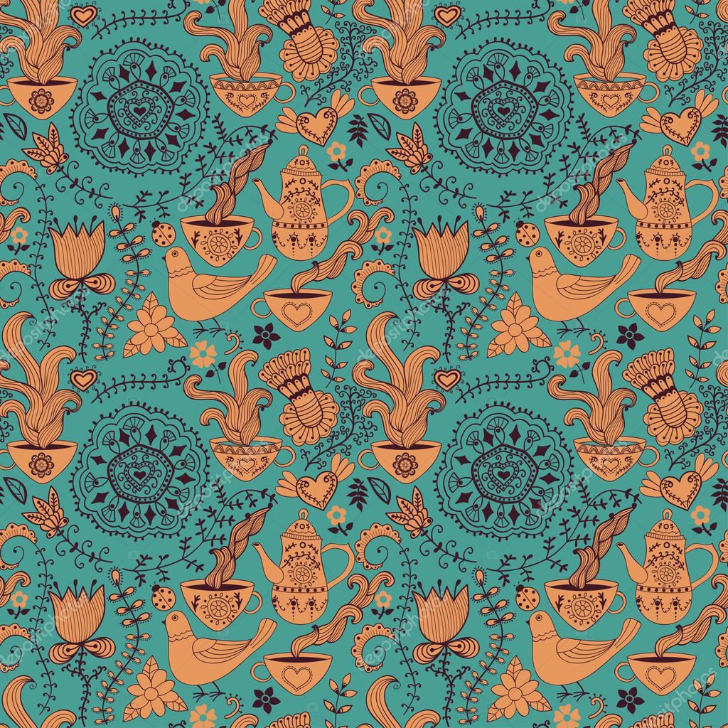 Retro coffee seamless pattern — Stock Vector © markovka #21643243