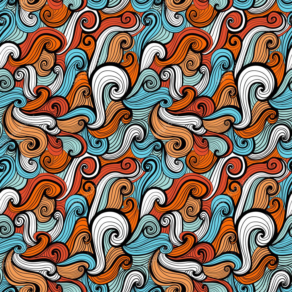 Seamless wave hand-drawn pattern Stock Vector Image by ©markovka #21925553