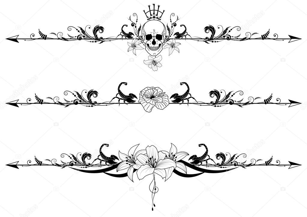 Set of gothic borders — Stock Vector © tanais #13631570