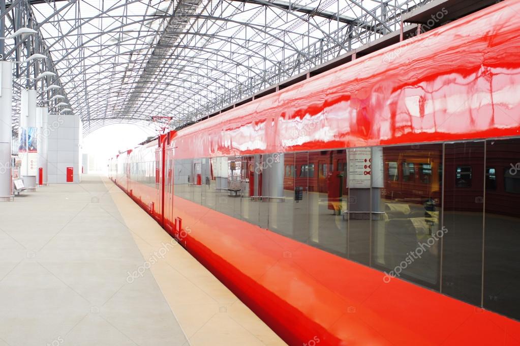 Railroad station with red train – Stock Editorial Photo © teamtime ...