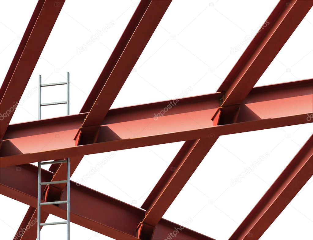 Construction site. Steel beams and ladder on a white background. Stock ...