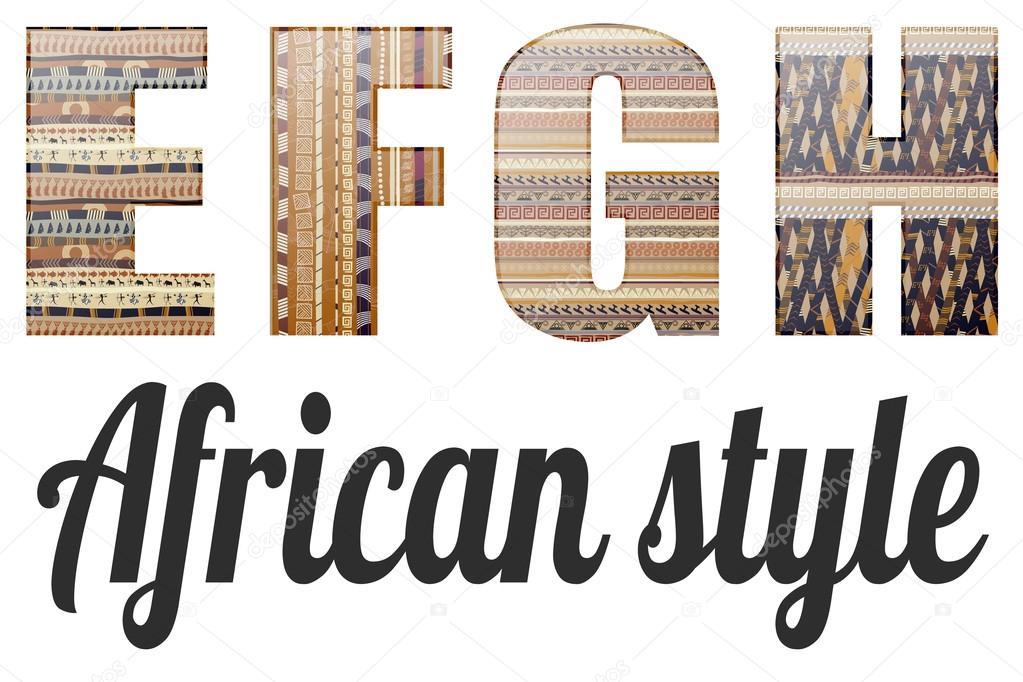 Quatro letras do alfabeto no estilo africano Vetor de stock de ...