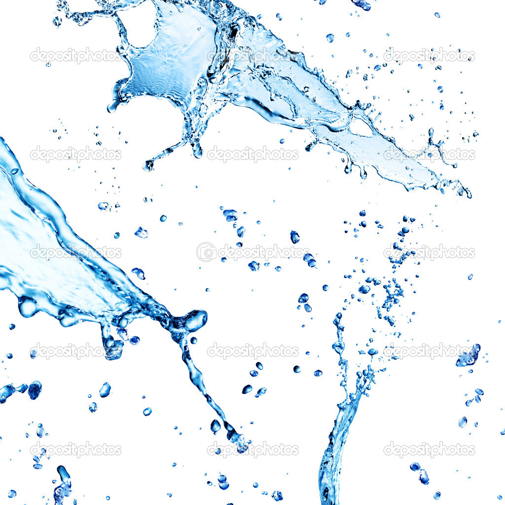 High resolution water splashes collection isolated on white back Stock ...