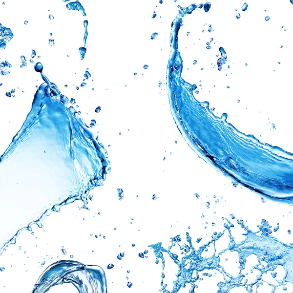 High resolution water splashes collection isolated on white back ...